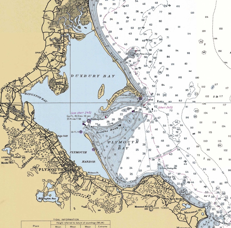 Cape Cod Bay 1961 Nautical Map 80000 AC Reprint Ed Chart - Etsy