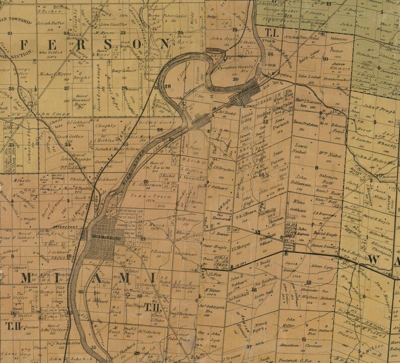 Montgomery County Ohio 1857 Old Wall Map Reprint With - Etsy