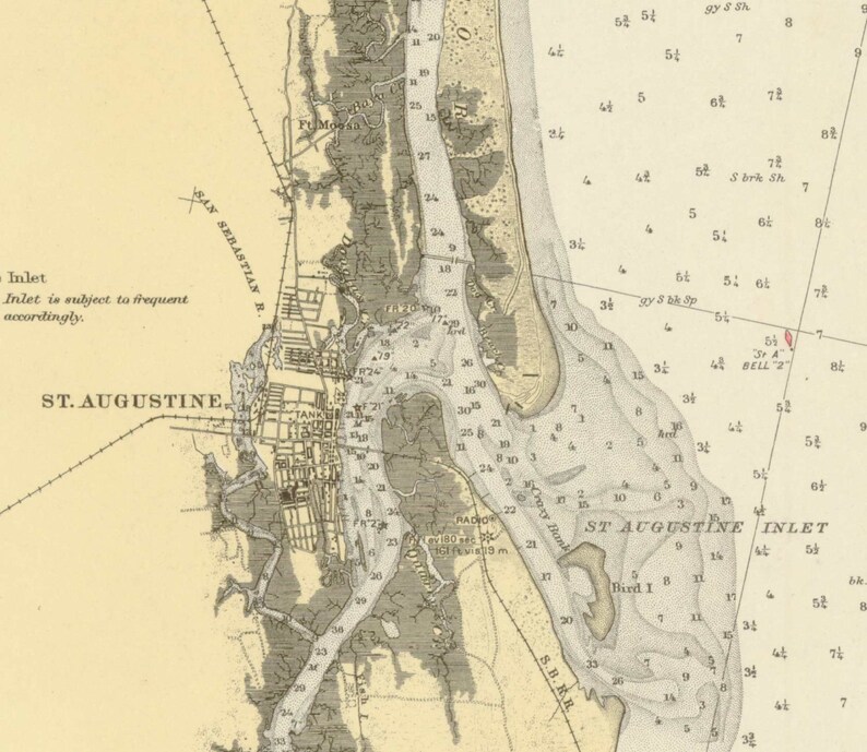 St Augustine Inlet to Halifax River 1925 Nautical Map - Etsy UK