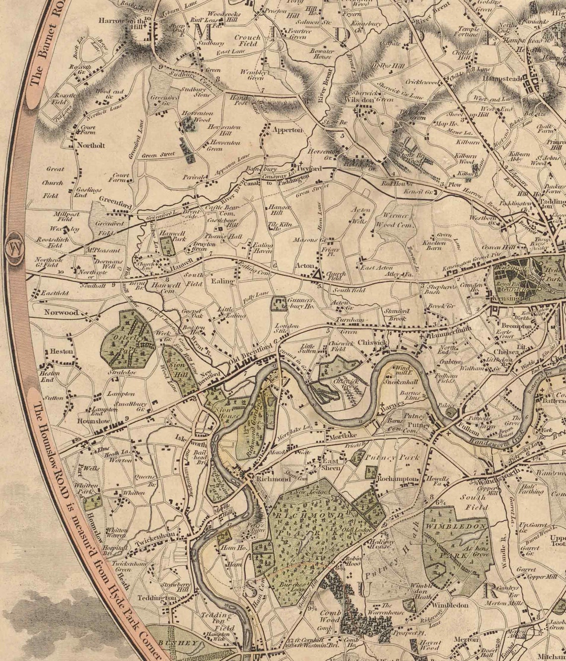 London England Environs Circa 1800 Old Map Reprint | Etsy