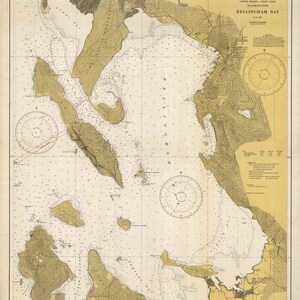 Bellingham Bay 1928 Nautical Map, Washington Reprint PC Harbors Puget ...