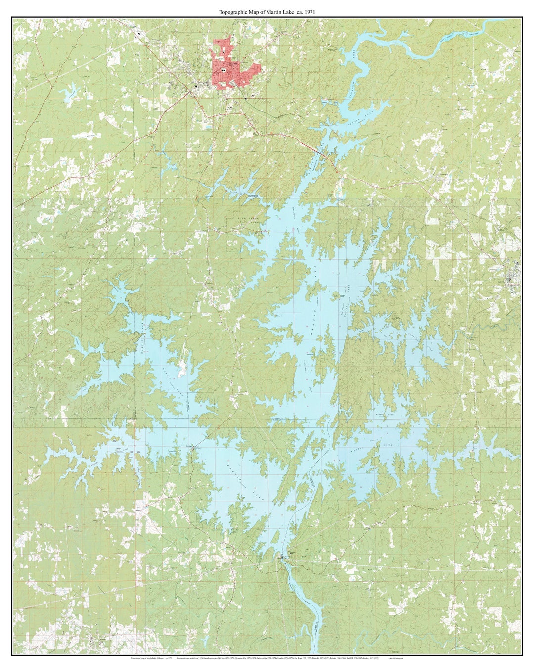 Martin Lake - 1971 Old Topographic Map USGS Custom Composite Reprint ...