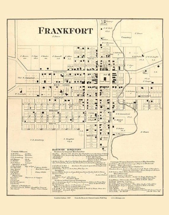 Frankfort Village 1865 Old Town Map With Homeowner Names | Etsy