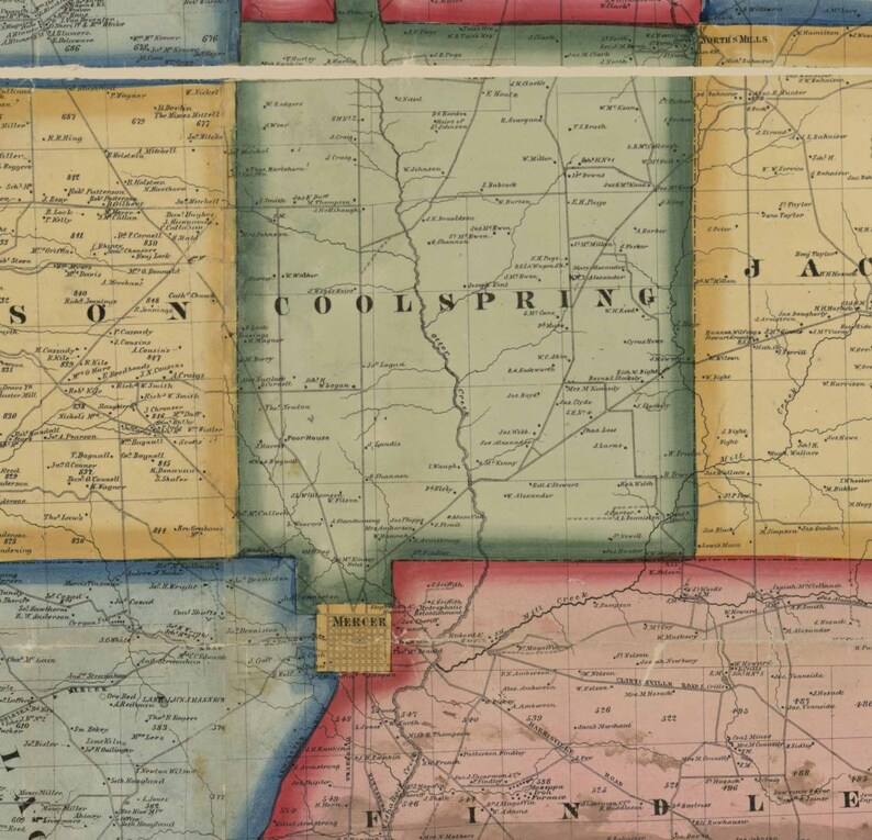 Mercer County 1860 Pennsylvania Wall Map With Homeowner - Etsy Mercer County 1860 Pennsylvania Wall Map With Homeowner - Etsy