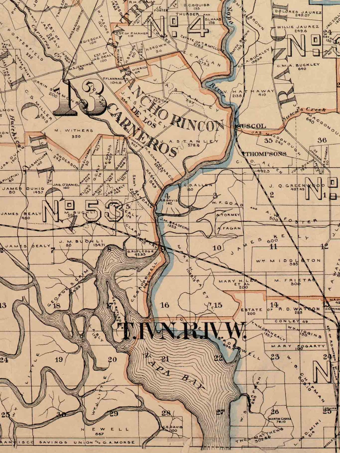 Napa County California 1895-2 - Old Wall Map Reprint With Landowner ...