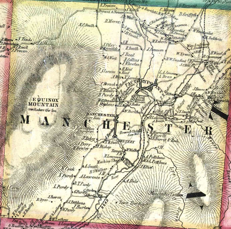 Bennington County Vermont 1856 LAMINATED Old Wall Map | Etsy