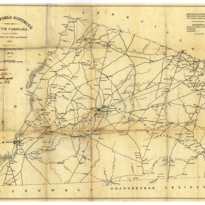 Edgefield District South Carolina 1825 - County Wall Map - Homeowner ...