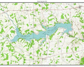 Rocky Fork Lake 1961 Old Topographic Map USGS Rocky Fork - Etsy