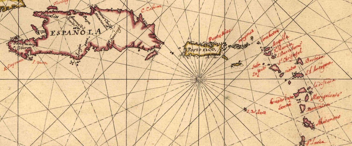 Caribbean 1639 Map by Vinckeboons Reprint Cuba Puerto | Etsy