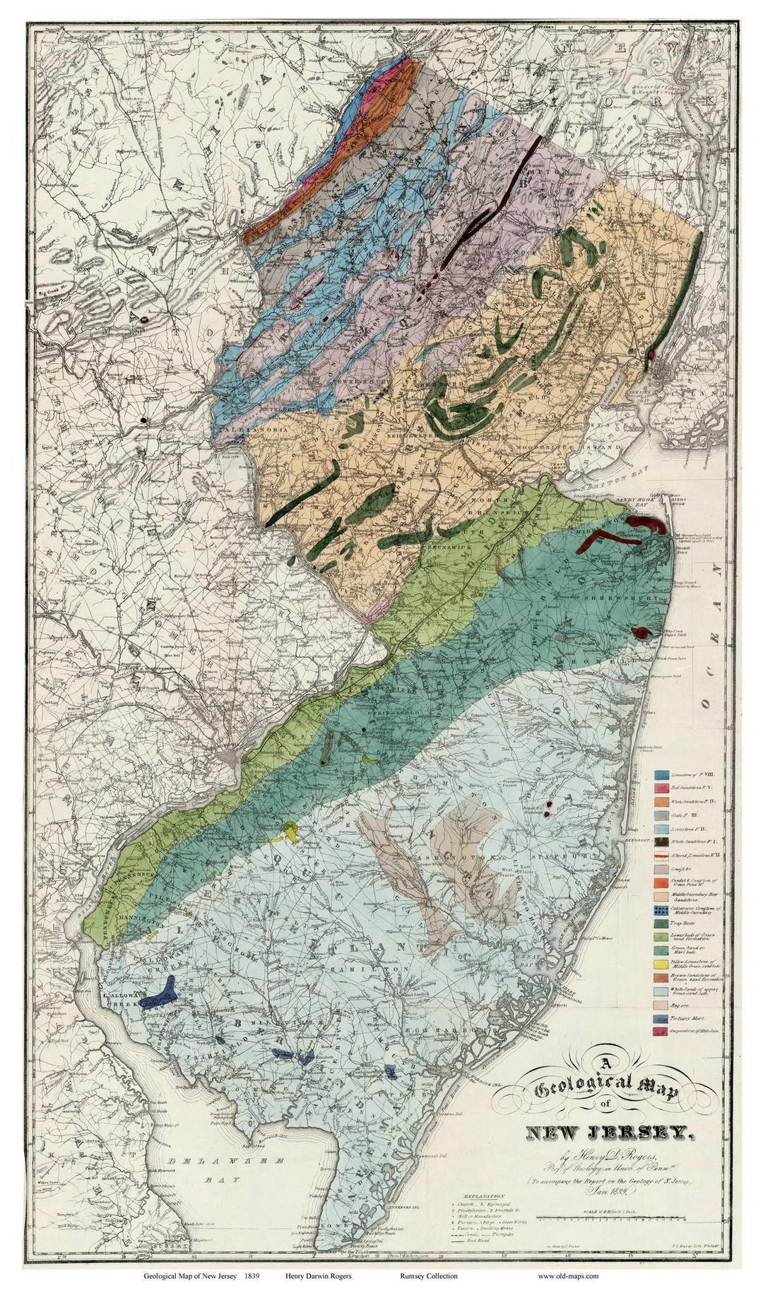 New Jersey Geological 1839 Old State Map Lucas Reprint - Etsy