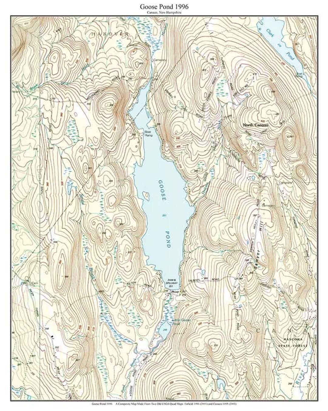 Goose Pond 1996 Old Topographic Map USGS Custom Composite Reprint New ...