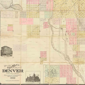 Denver Colorado 1881 Old Map Reprint Landowner Names Genealogy - Etsy