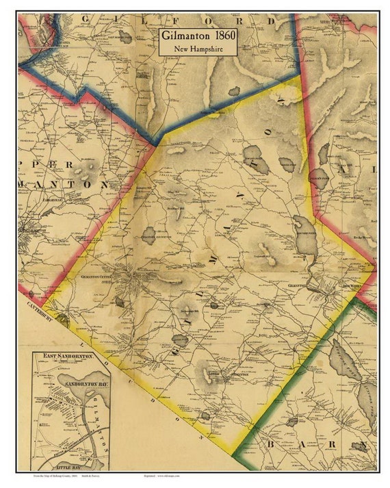 Gilmanton 1860 Old Town Map With Homeowner Names New Hampshire - Etsy ...