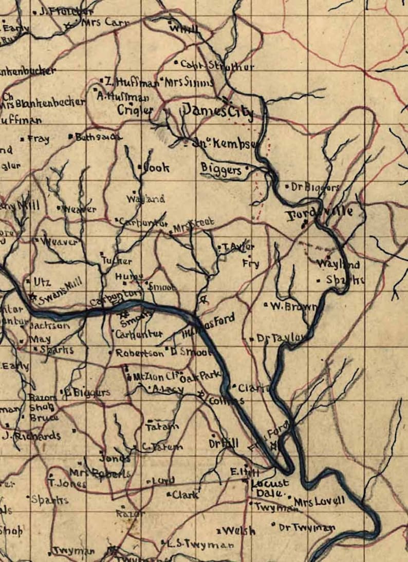 Madison County Virginia ca 1860 Old Wall Map Homeowner | Etsy