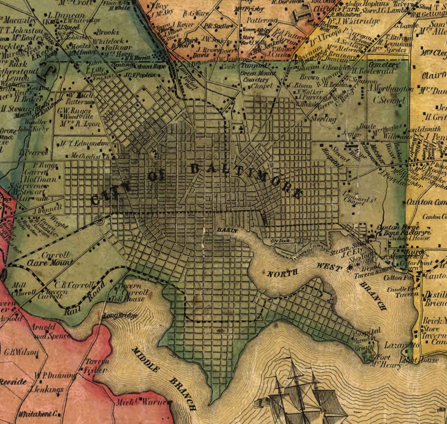 Baltimore County, Maryland 1857 by J.C. Sidney- Old Wall Map Reprint ...