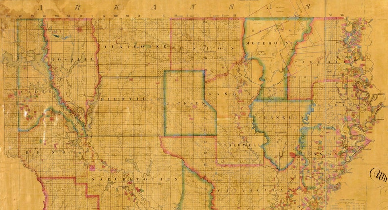 Louisiana 1853 State Map With Landowner Names Plantations - Etsy