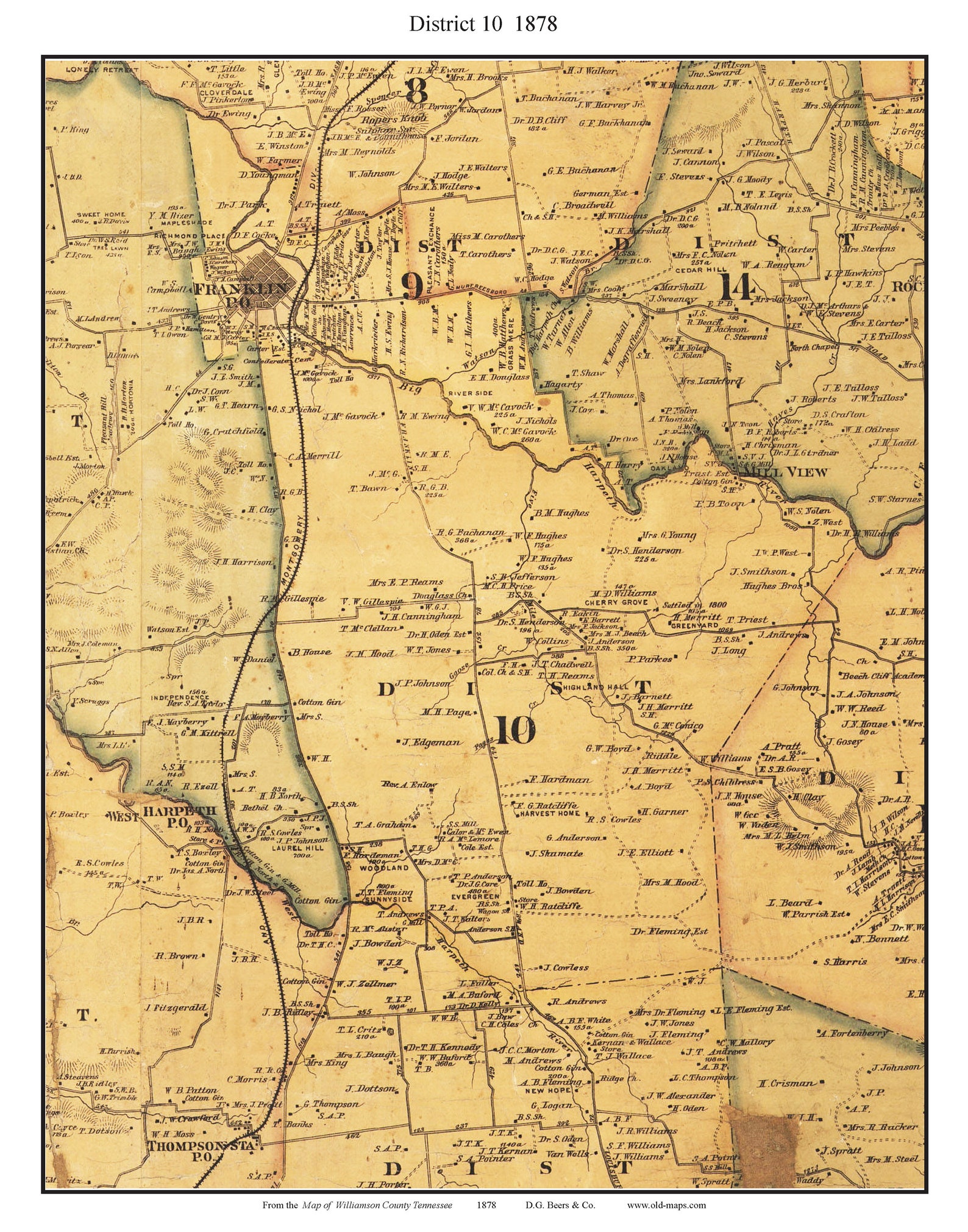 District 10 1878 Old Town Map With Homeowner Names Tennessee - Etsy