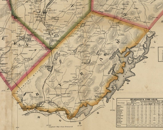 Byram 1860 Old Town Map With Homeowner Names Lake Hopatcong | Etsy