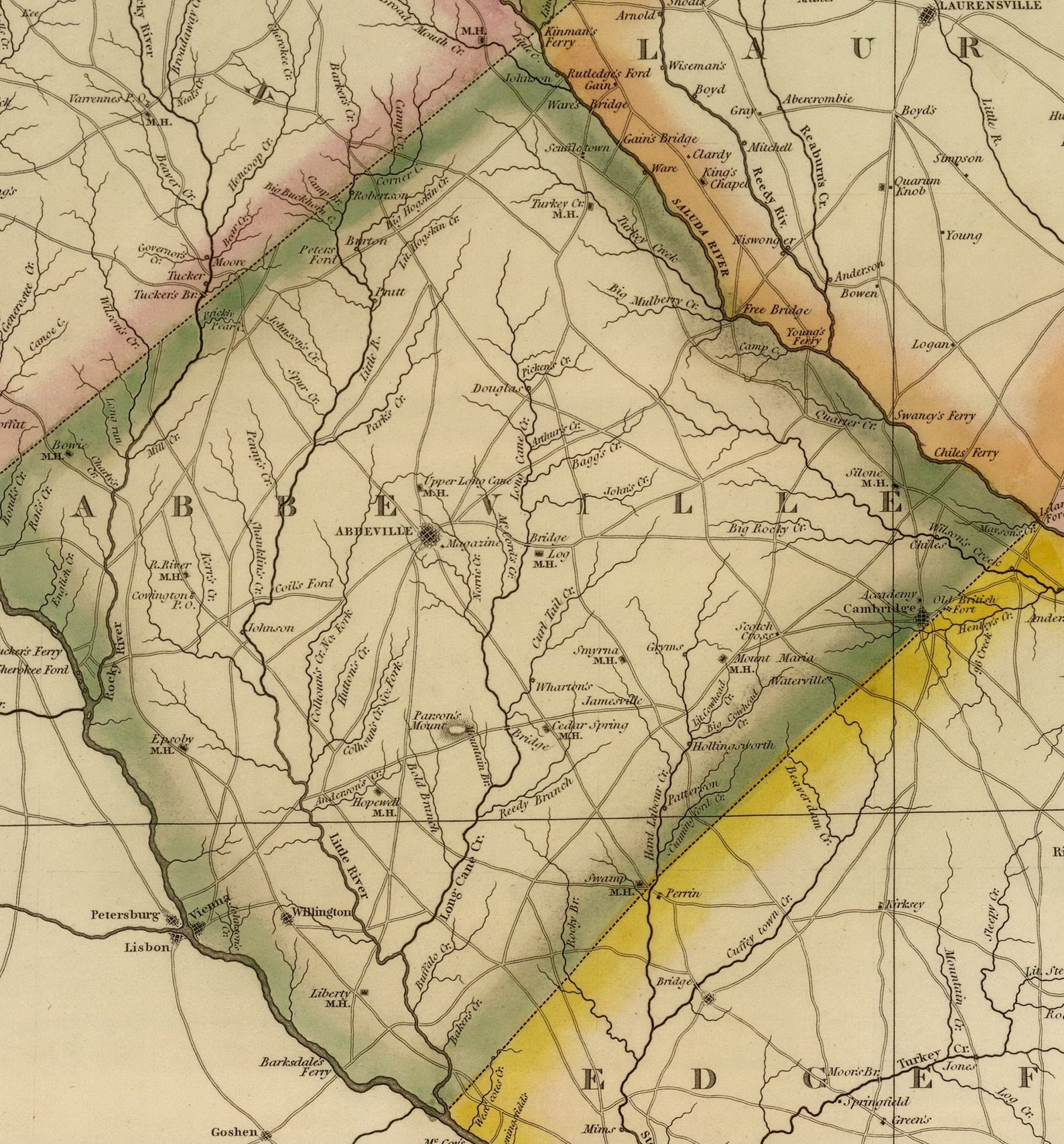 Northwestern South Carolina 1822 - Roads Local Placenames Old Map ...