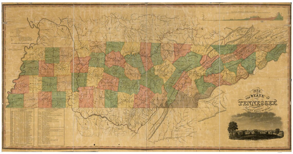 Tennessee 1832 State Map by Rhea Old Map Reprint - Etsy
