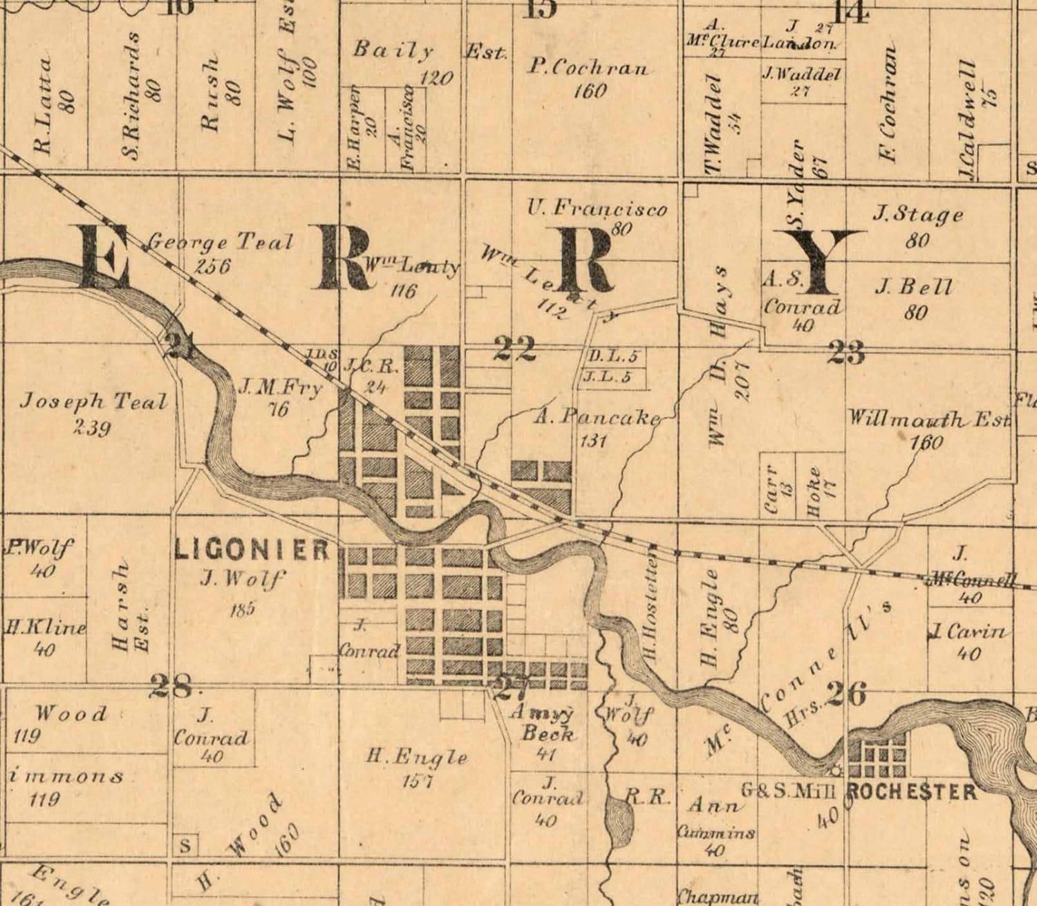 Noble County Indiana 1860 Old Wall Map Reprint With - Etsy Norway