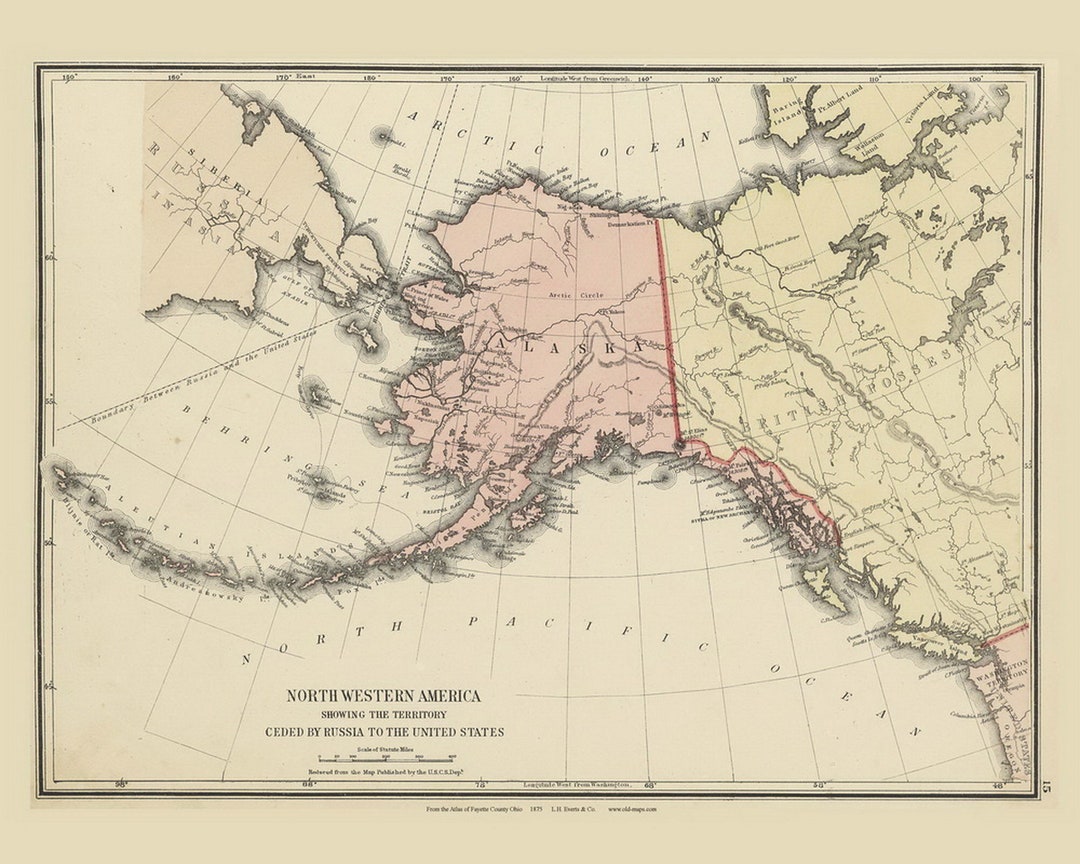 Alaska 1875 - Old Town Map Reprint - Fayette County Ohio - Homeowner ...