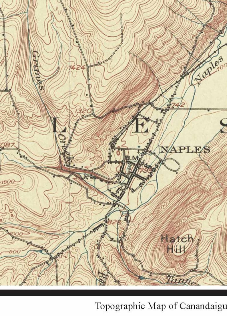 Canandaigua Lake - 1903 USGS Topographic Map Custom Composite Reprint ...