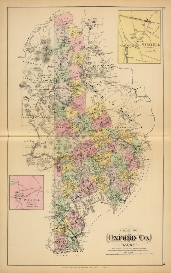 Oxford County 1894 Old Map Reprint Maine State Atlas Stuart | Etsy