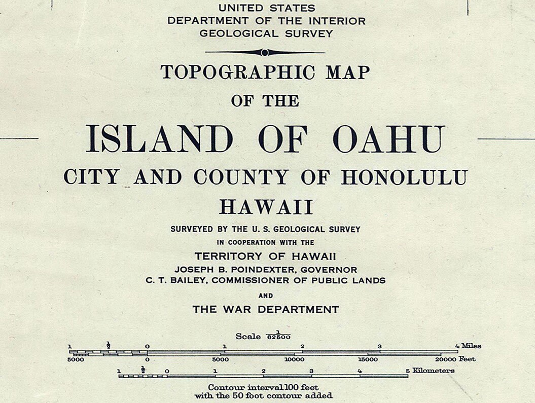 Old Map of Oahu 1938 - USGS Special Map- Hawaiian Islands - Etsy