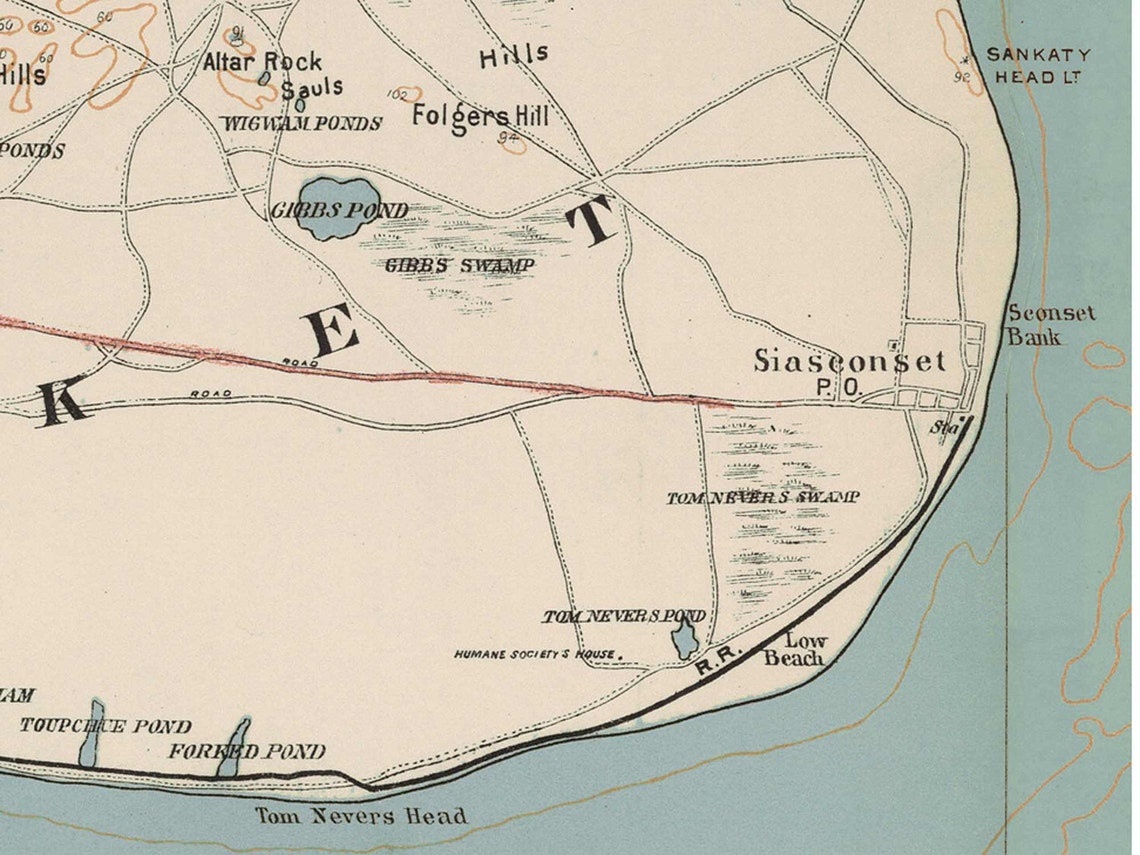 Nantucket 1891 Map by Walker Custom Reprint - Etsy