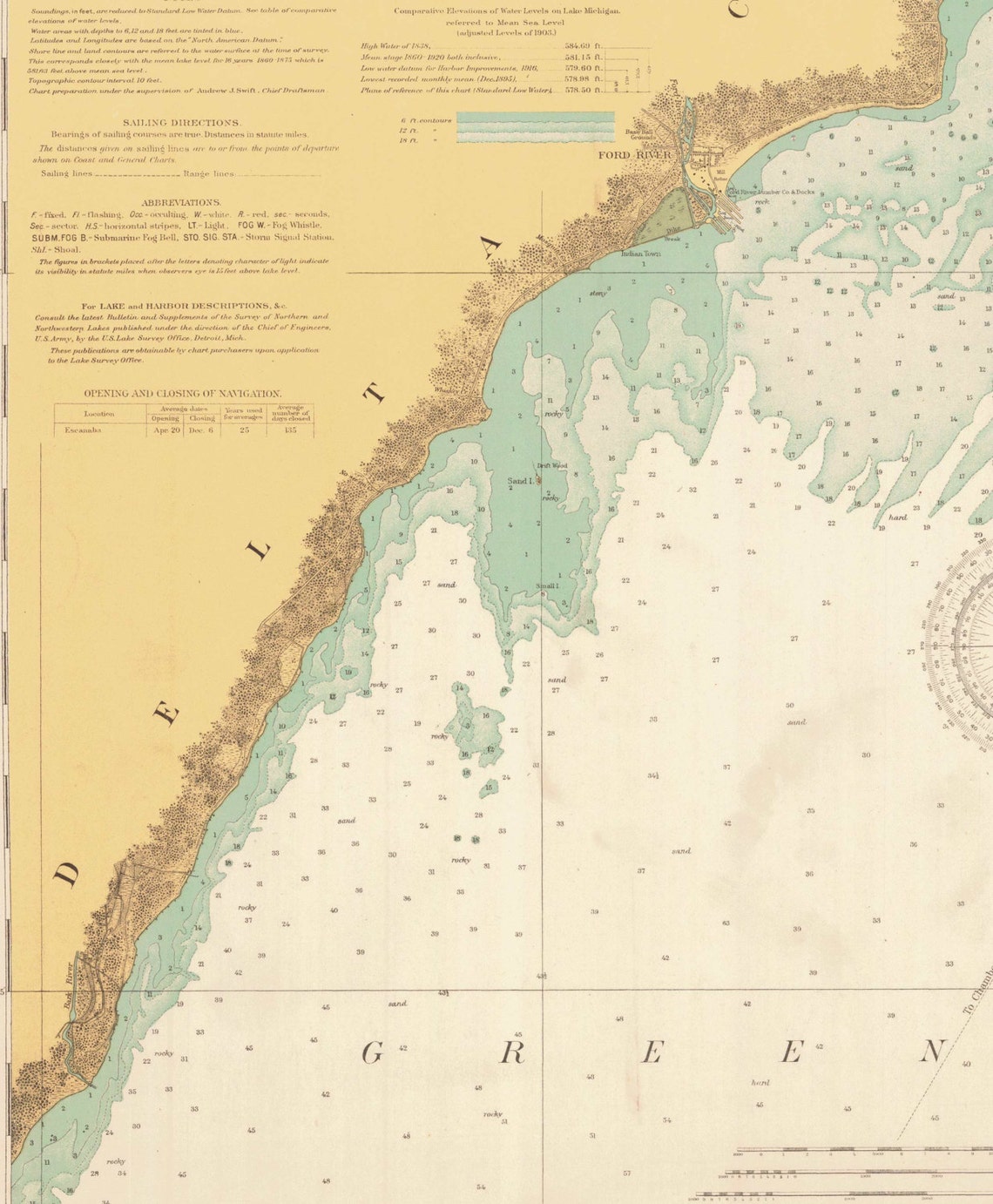 Little Bay De Noc - Green Bay 1921 - Lake Michigan - Michigan ...