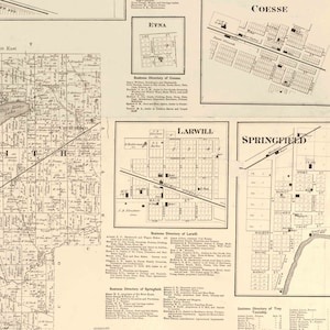Whitley County Indiana 1873 - Old Wall Map Reprint With Homeowner Names ...