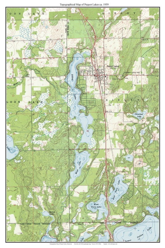 Pequot Lake 1959 Old Map Topo Custom Composite USGS Reprint | Etsy