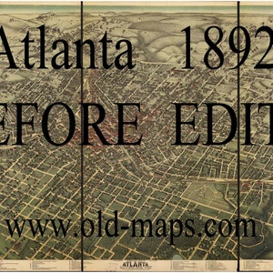 Atlanta Georgia - Old 1892 Birds Eye View -reprint Shows Houses! - Etsy
