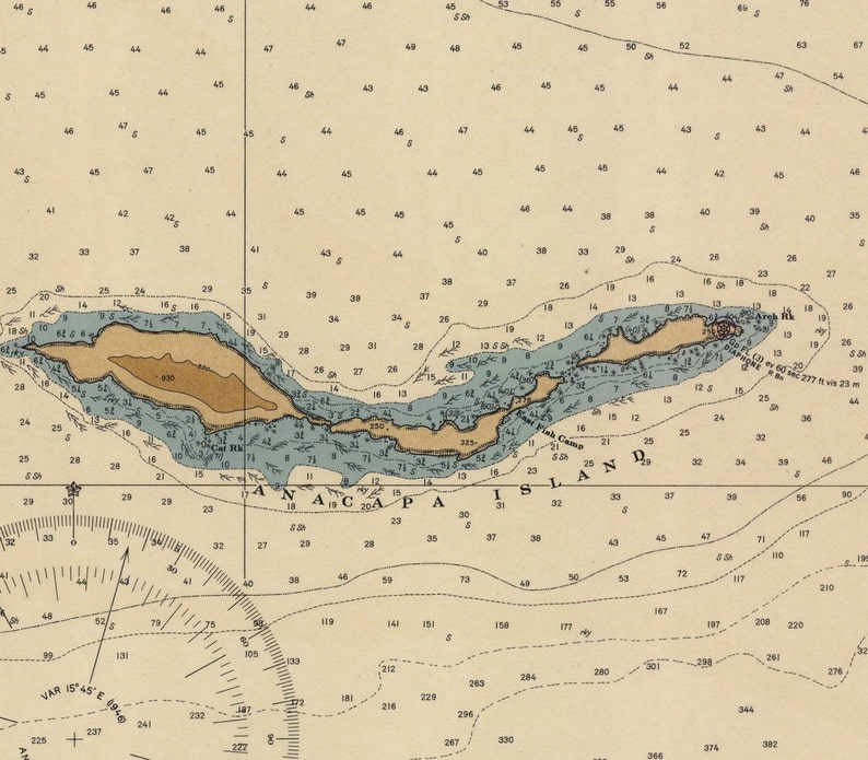Anacapa Passage 1946 Nautical Map - PC Harbors 5114 Reprint California ...