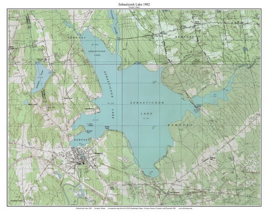 Sebasticook Lake 1982 Topographic Map USGS 7x7 Custom Composite Reprint ...