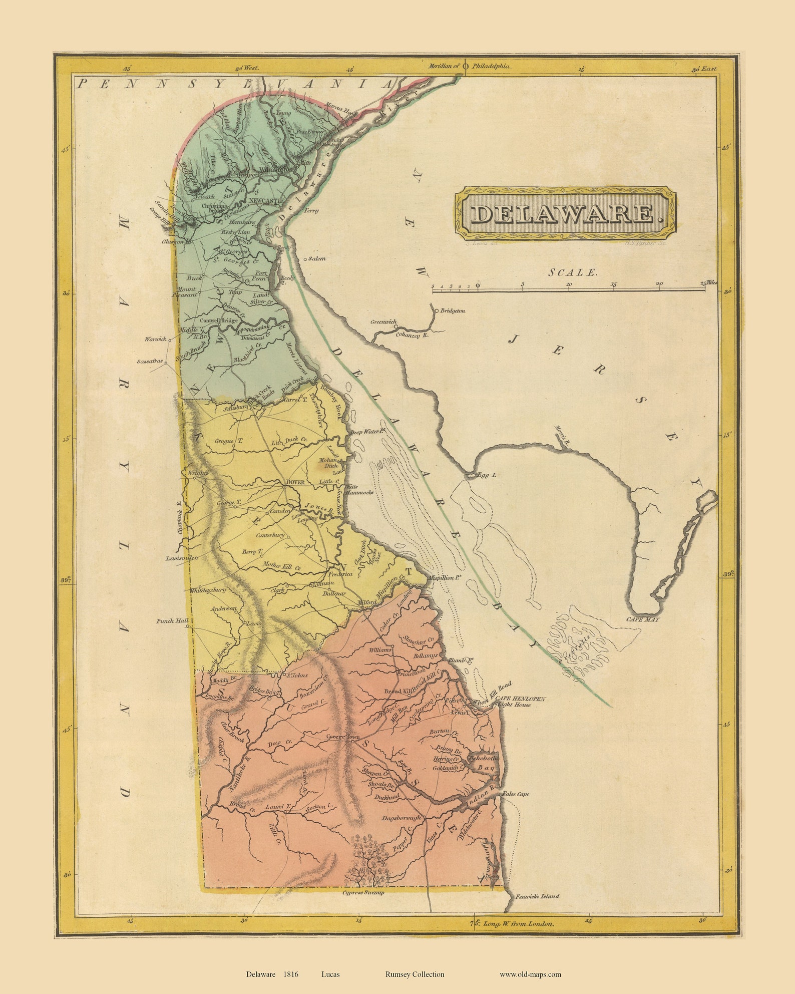 Delaware State Map 1816 Old Map Reprint - Etsy