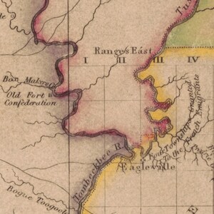 Alabama 1819 Old State Map Detailed Early Map War of 1812 Notes Reprint ...