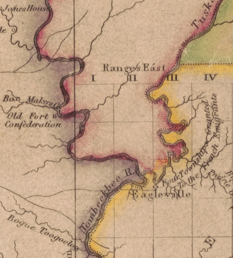 Alabama 1819 Old State Map Detailed Early Map War of 1812 | Etsy