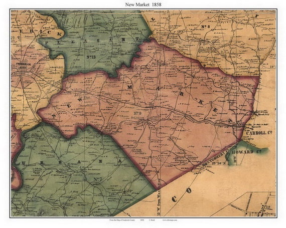 New Market 1858 Old Town Map With Homeowner Names Maryland - Etsy