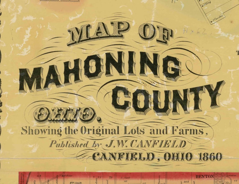 Mahoning County Ohio 1860 Old Wall Map Reprint With | Etsy