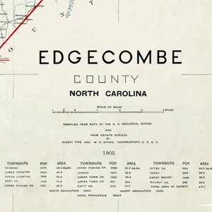 Edgecombe County North Carolina 1905 - Old Wall Map With Homeowner ...