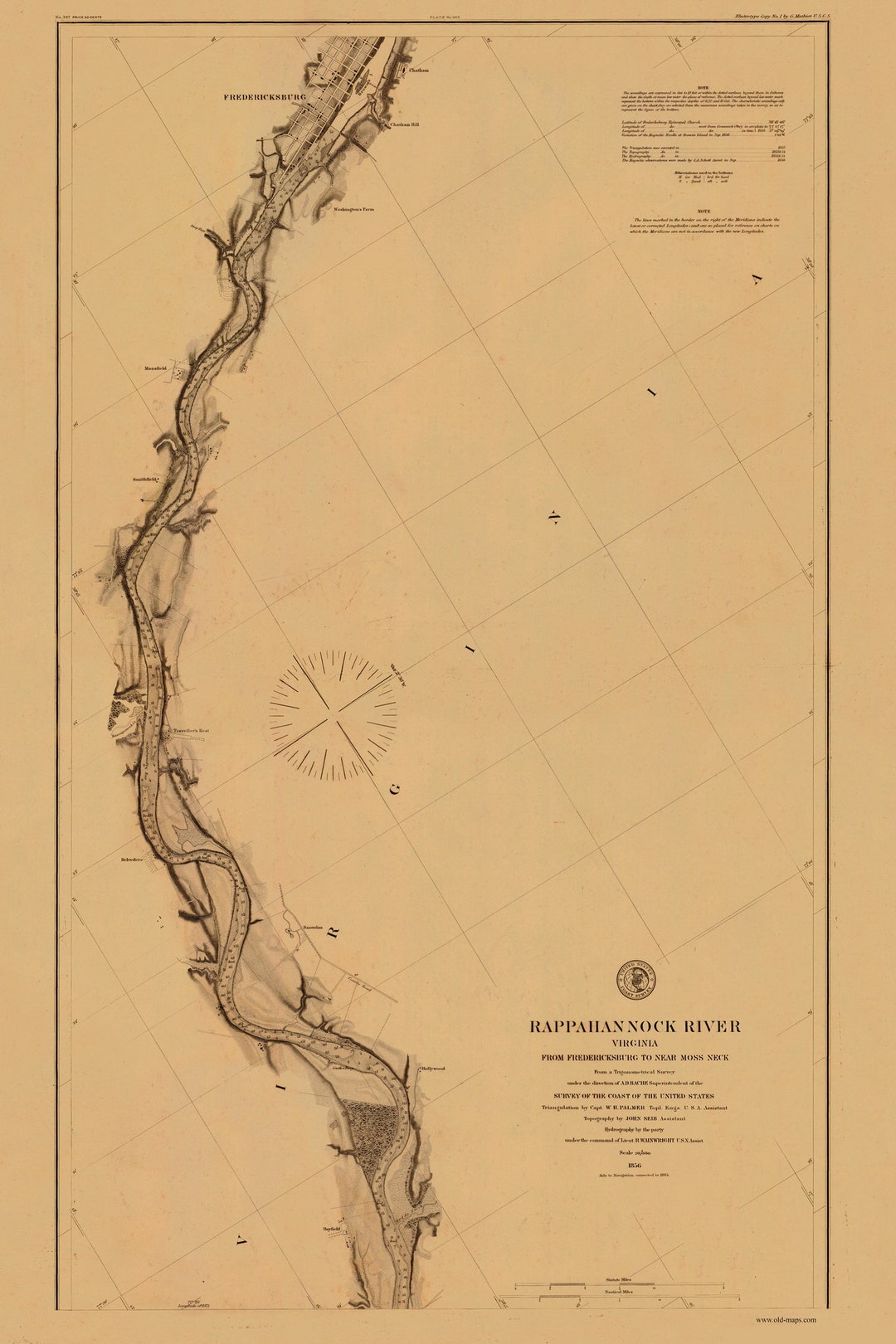 Rappahannock River From Fredericksburg to Near Moss Neck - 1856 ...