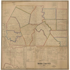 Ross County Ohio 1860 - Old Wall Map Reprint With Homeowner Names ...