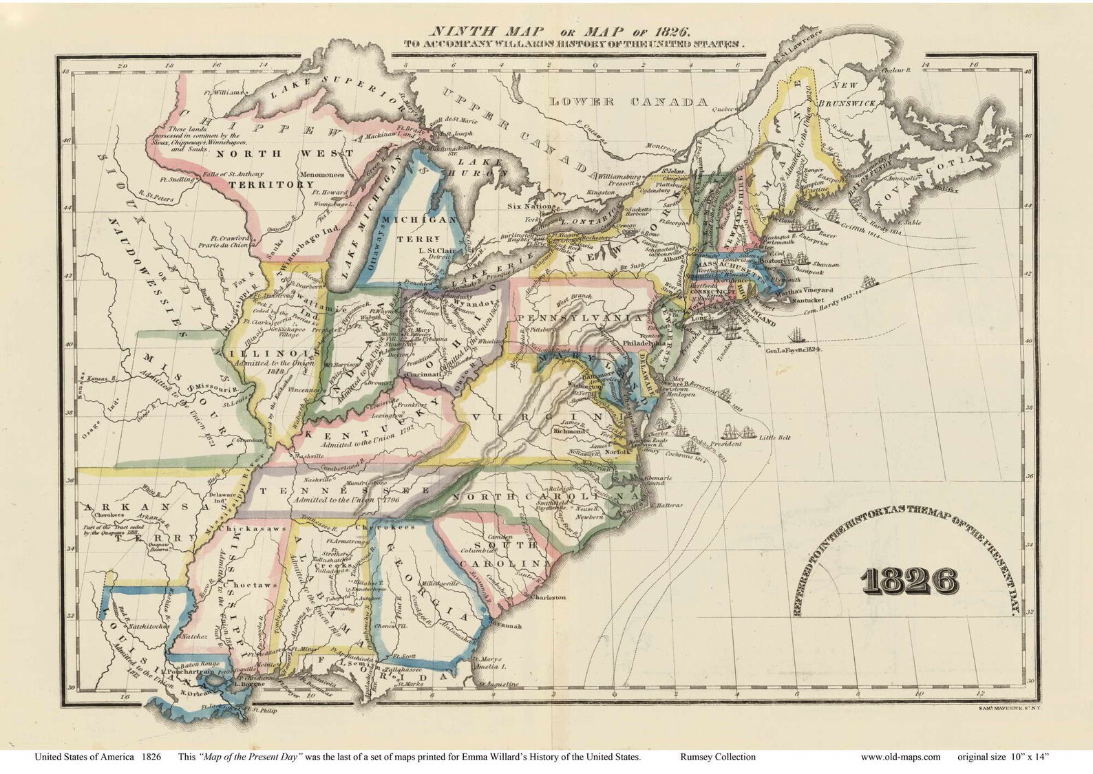 Ninth Map of the United States of America 1826 present - Etsy