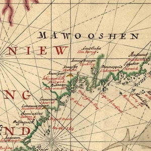 New England to Virginia 1639 Map by Vinckeboons - Reprint - Atlantic ...