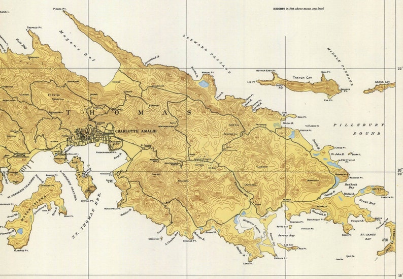 Saint Thomas 1946 Virgin Islands Topographical Map | Etsy