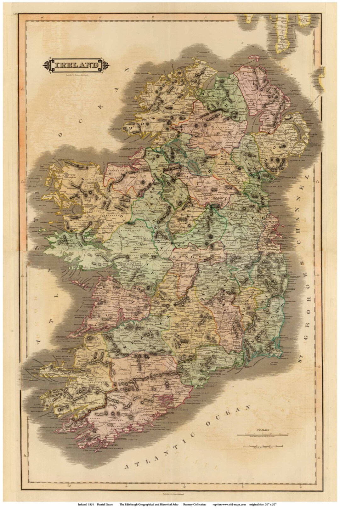 Ireland 1831 Map by Lizars - Old Map Reprint - Etsy