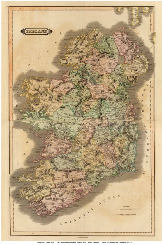 Ireland 1831 Map by Lizars Old Map Reprint | Etsy