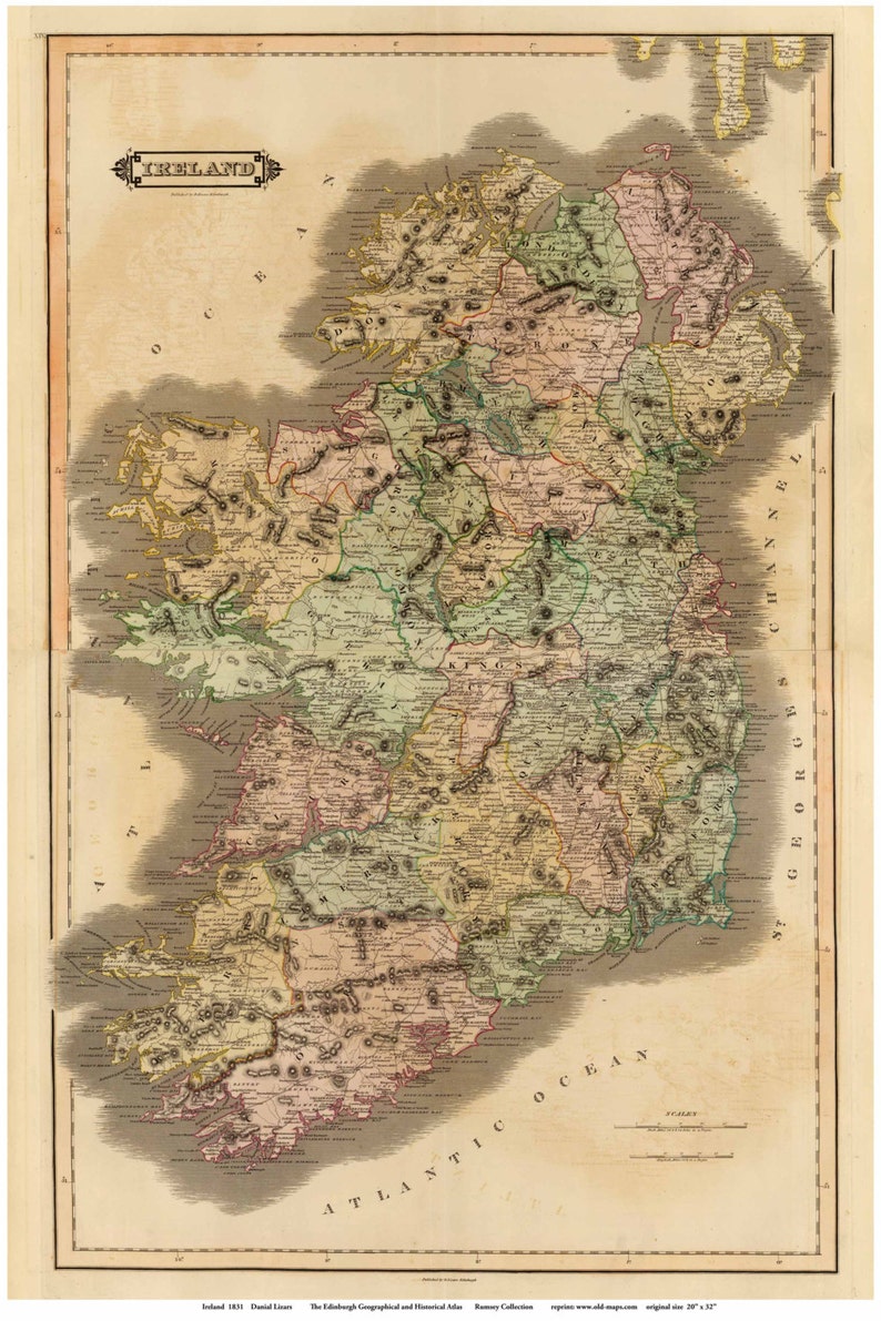 Ireland 1831 Map by Lizars - Old Map Reprint - Etsy